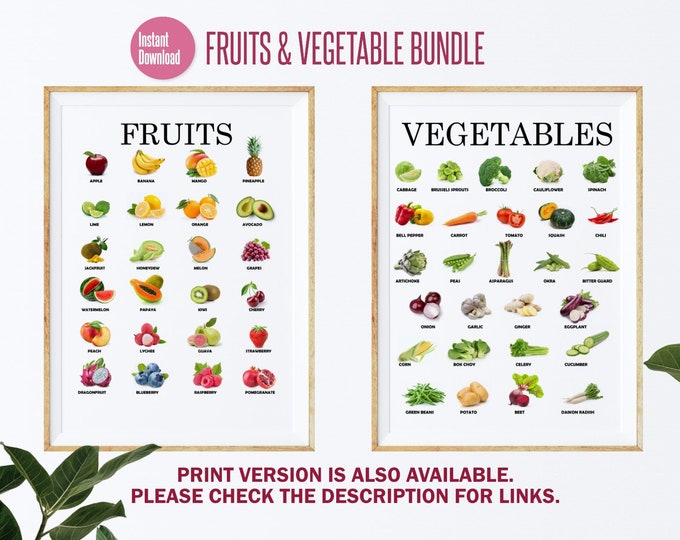 Instant Download | Bundle | Printable Fruits and Vegetables Educational ...