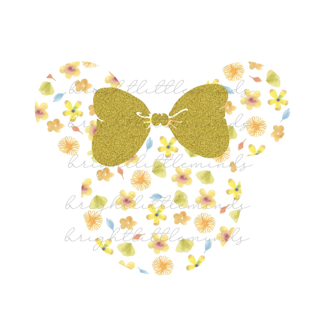 Instant Download | Yellow Floral Minnie Inspired | Mouse Ears | Hand ...