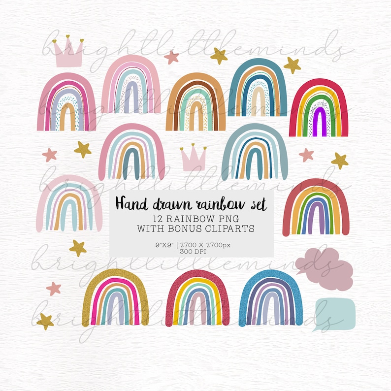 Instant Download | Rainbow Bundle | Boho Pastel Glitter | Digital ...