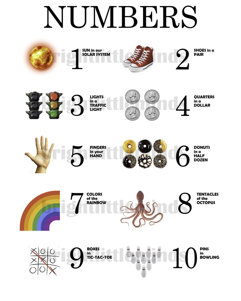 Instant Download Printable Numbers Educational Poster | Etsy