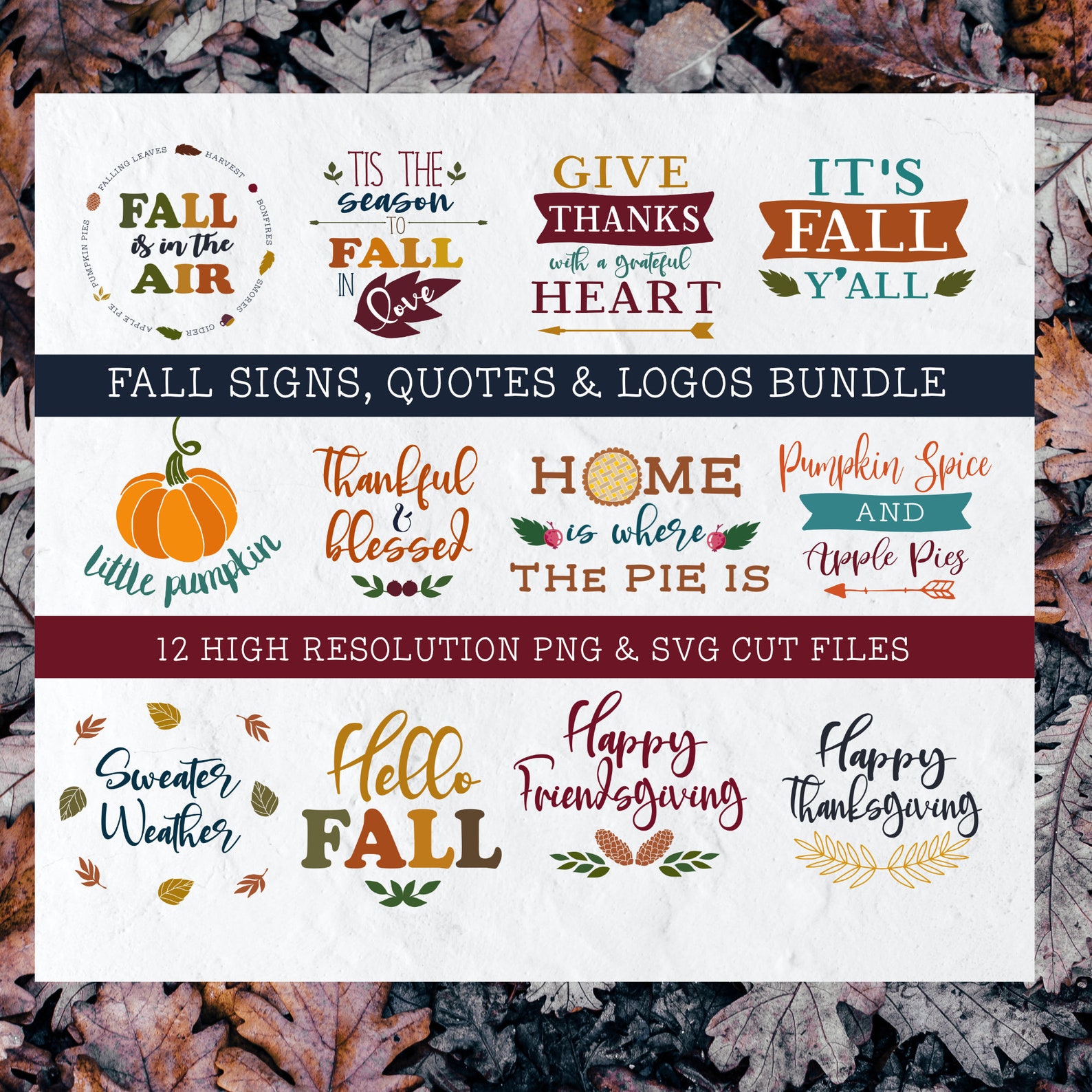 Instant Download | Fall Autumn Thanksgiving Bundle | Quotes Sayings ...