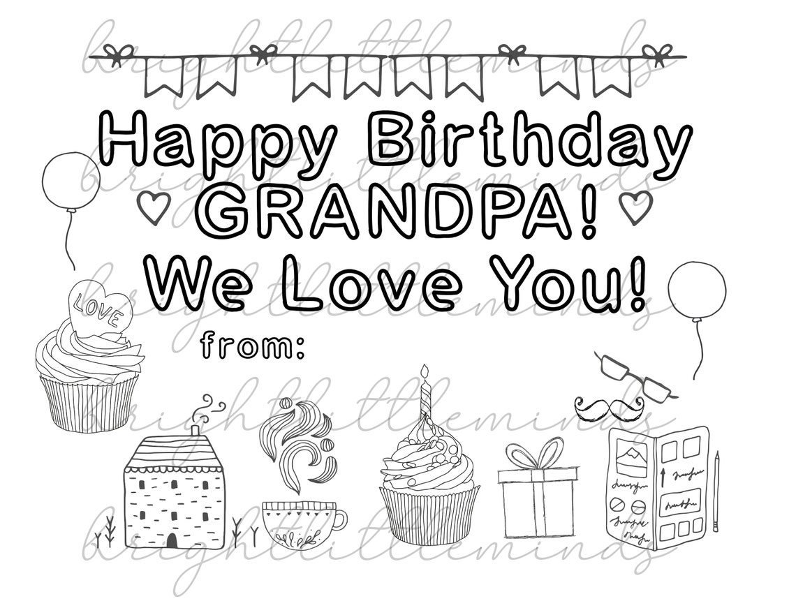 Instant Download | Printable | Happy Birthday Grandpa | DIY Kids ...