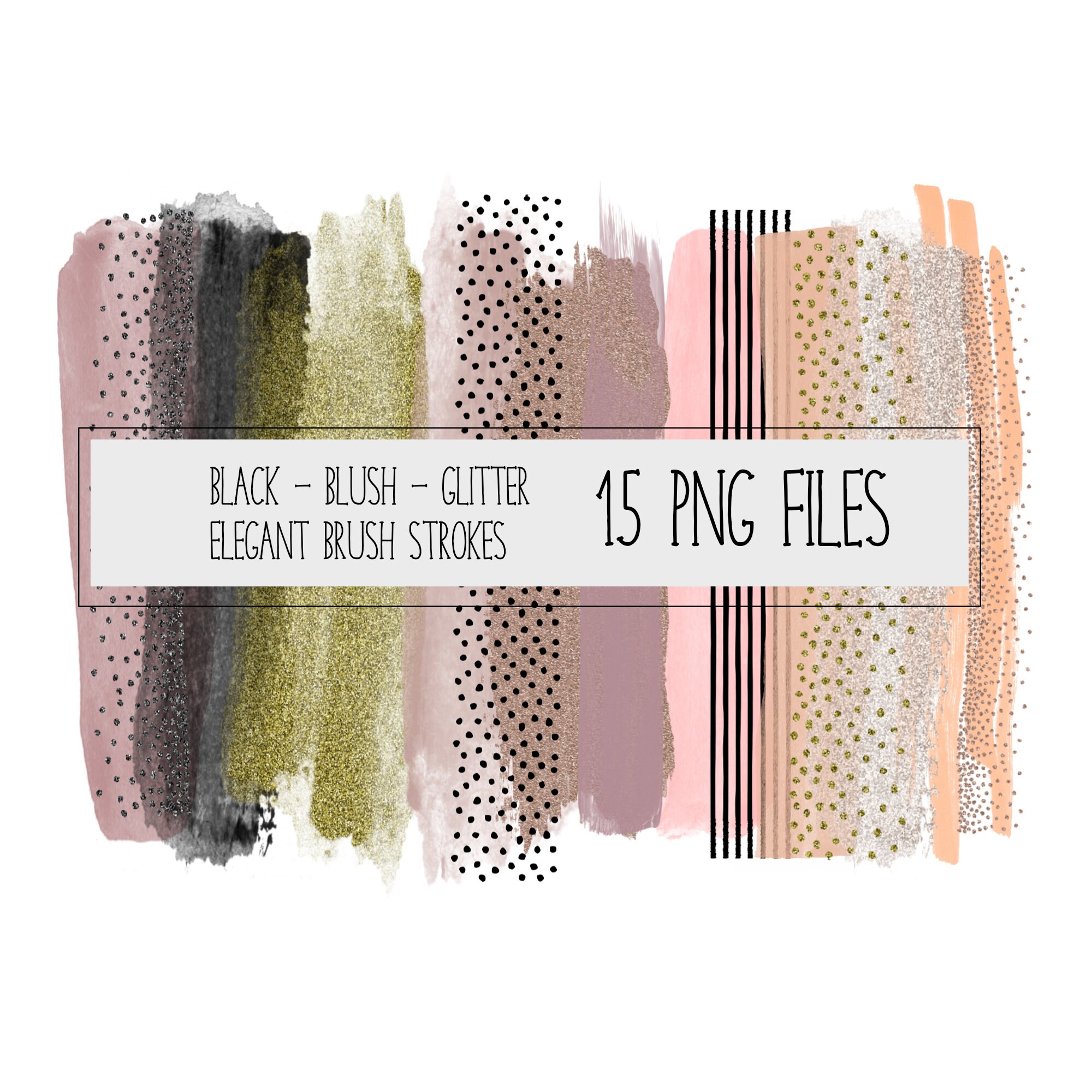 Brush Strokes | Instant Download | Elegant Pink, Blush, Black and ...