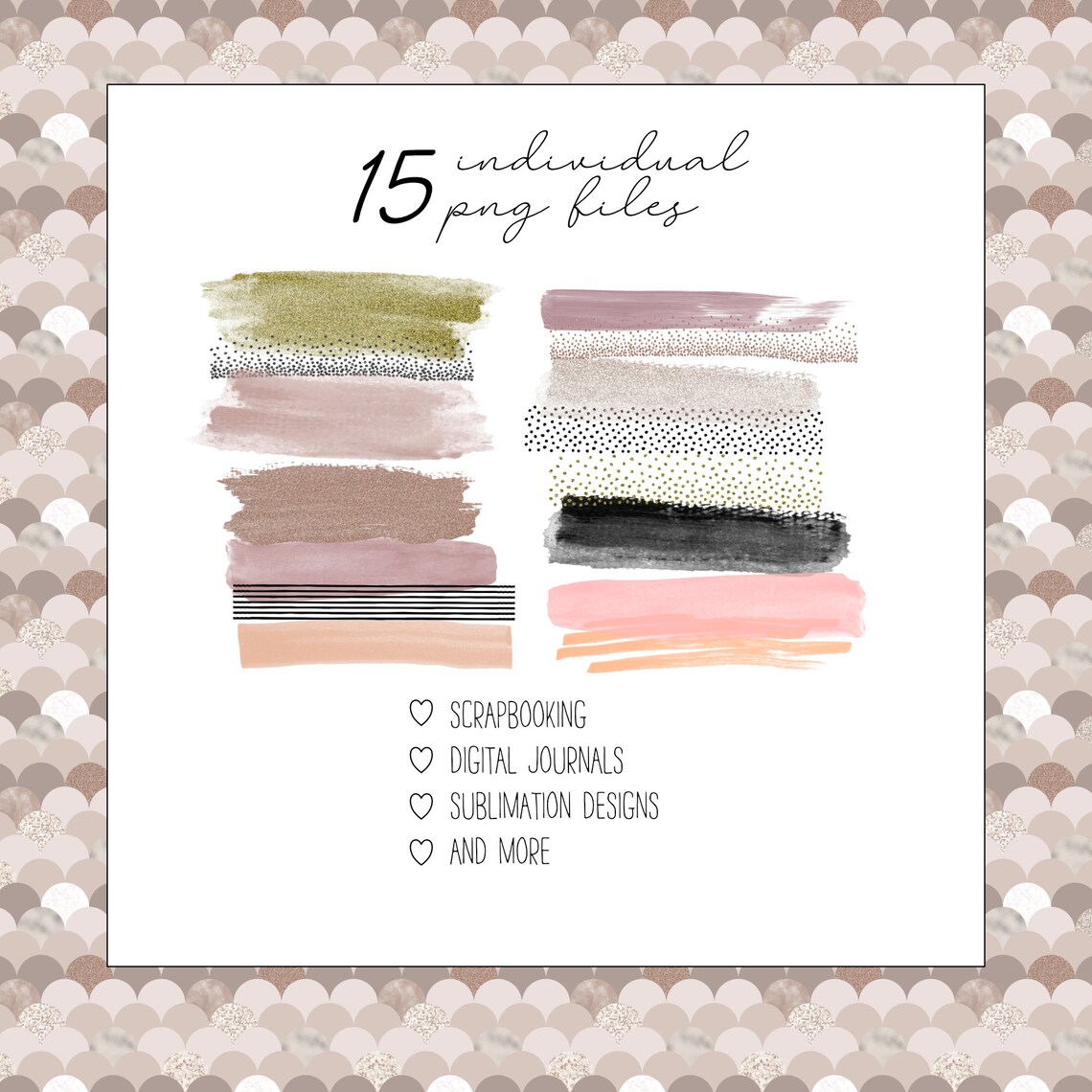 Brush Strokes | Instant Download | Elegant Pink, Blush, Black and ...
