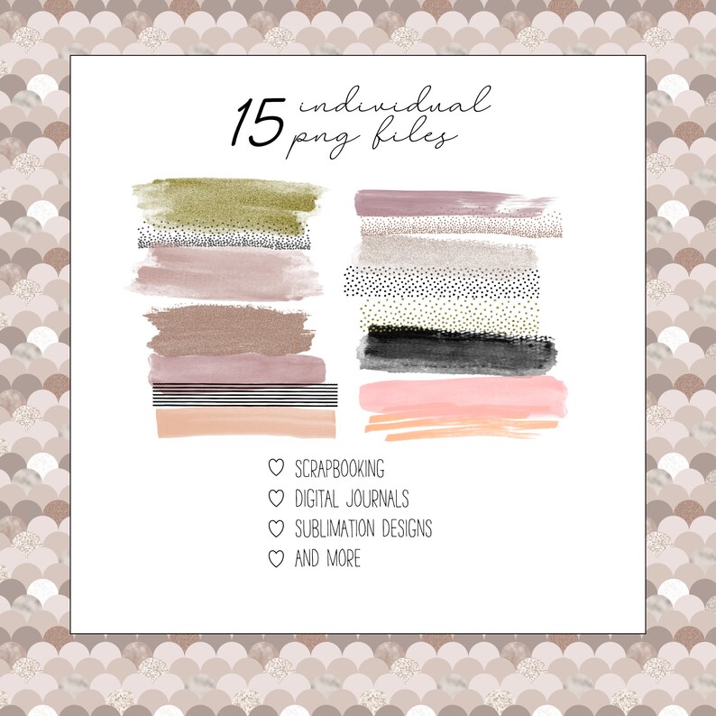 Brush Strokes | Instant Download | Elegant Pink, Blush, Black and ...