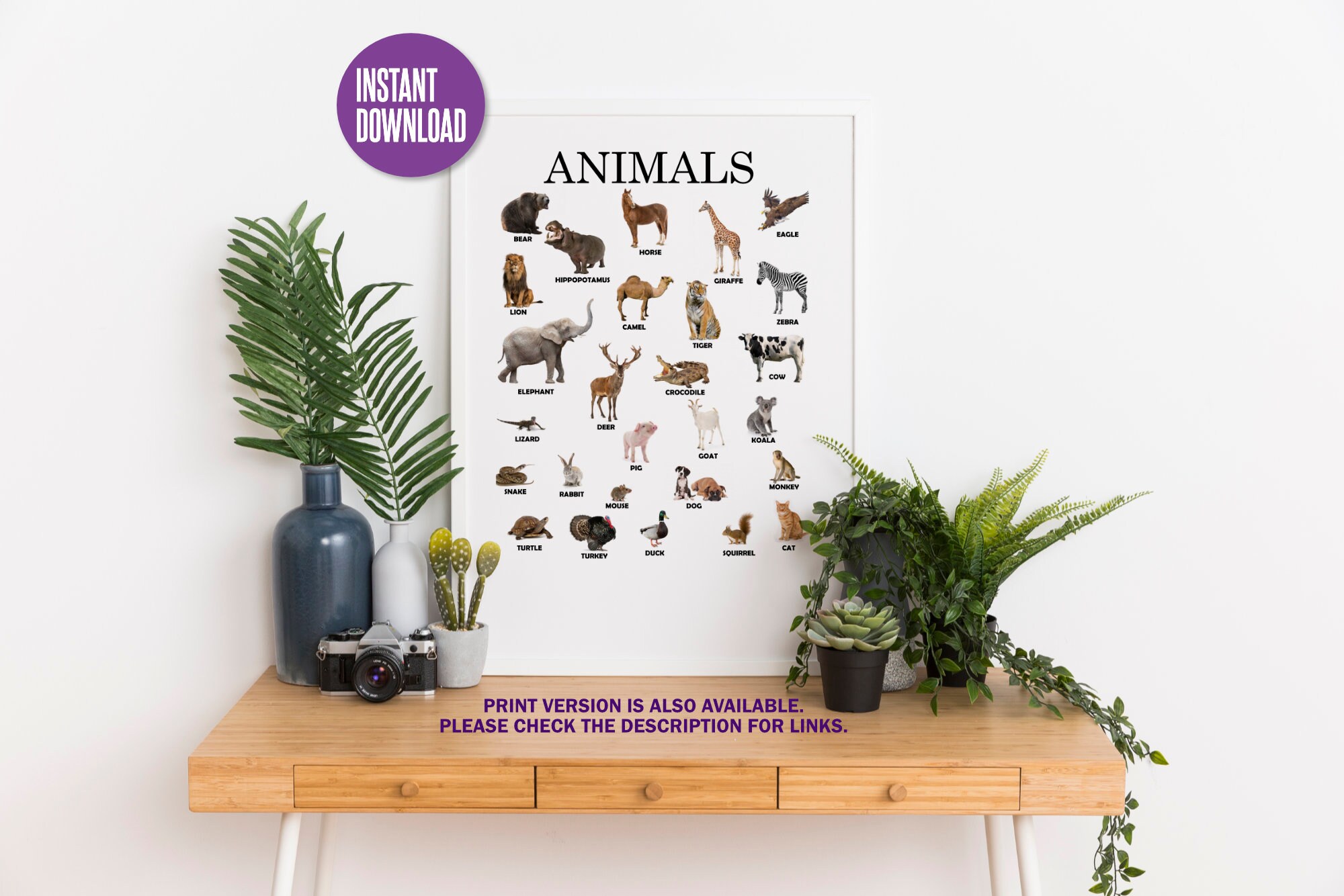 Buy Instant Download Printable Animals Educational Poster Montessori ...