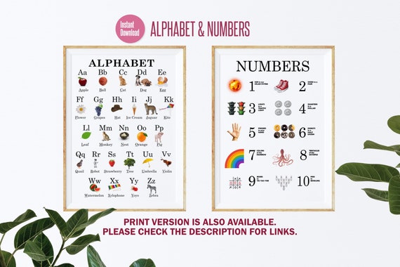 Instant Download Bundle Printable Alphabet and Numbers | Etsy