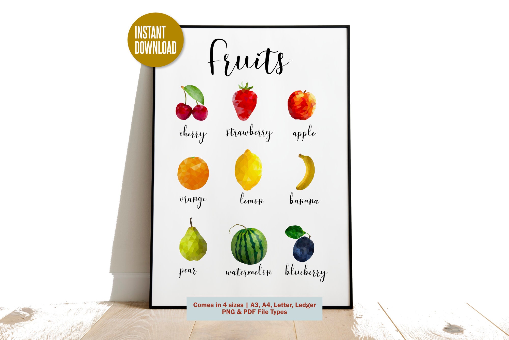 Instant Download | Fruit Art | Educational Material | Kitchen Decor ...