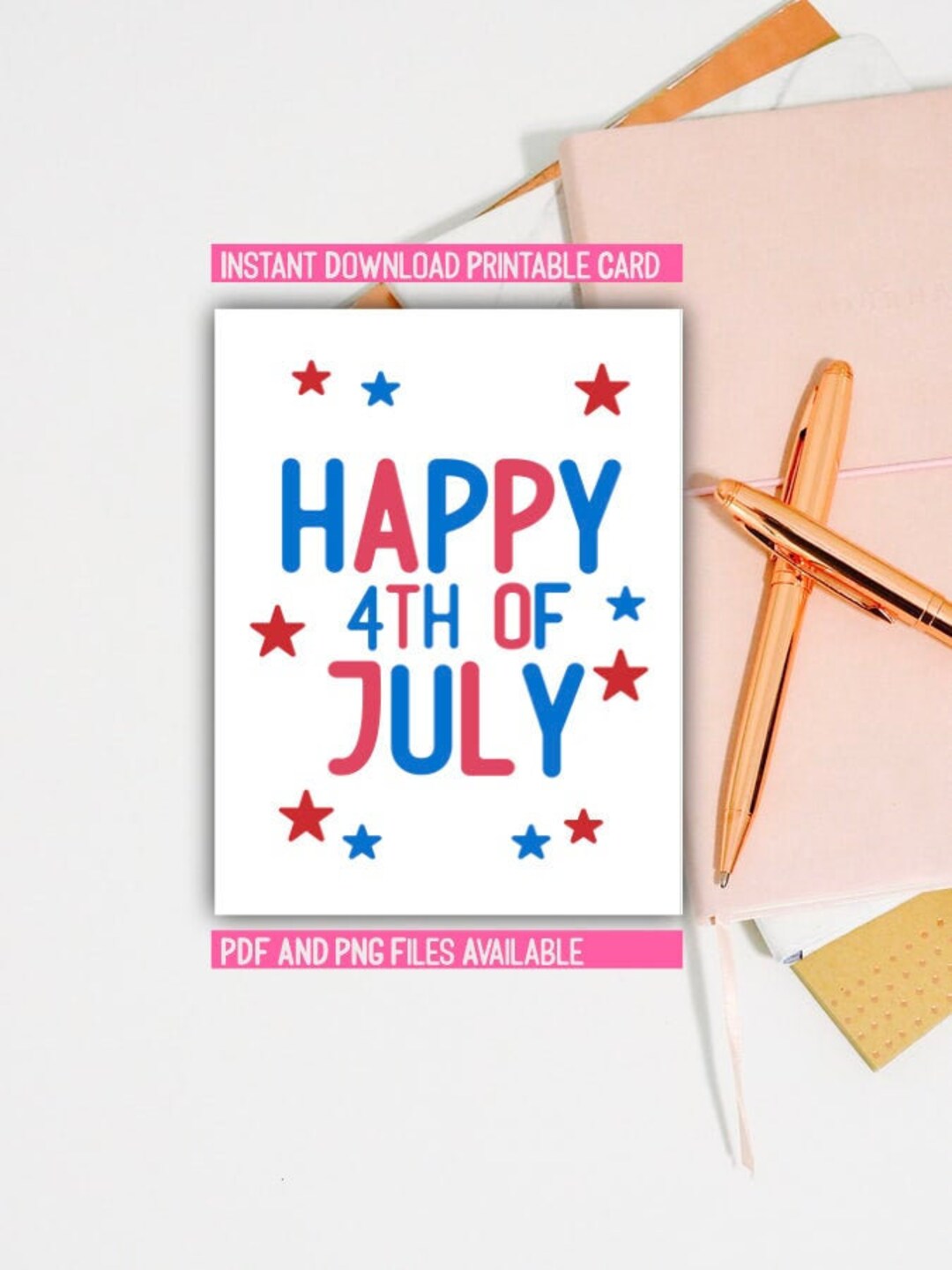 Printable Card | Printable Greeting Card | Happy 4th of July Card | PDF ...