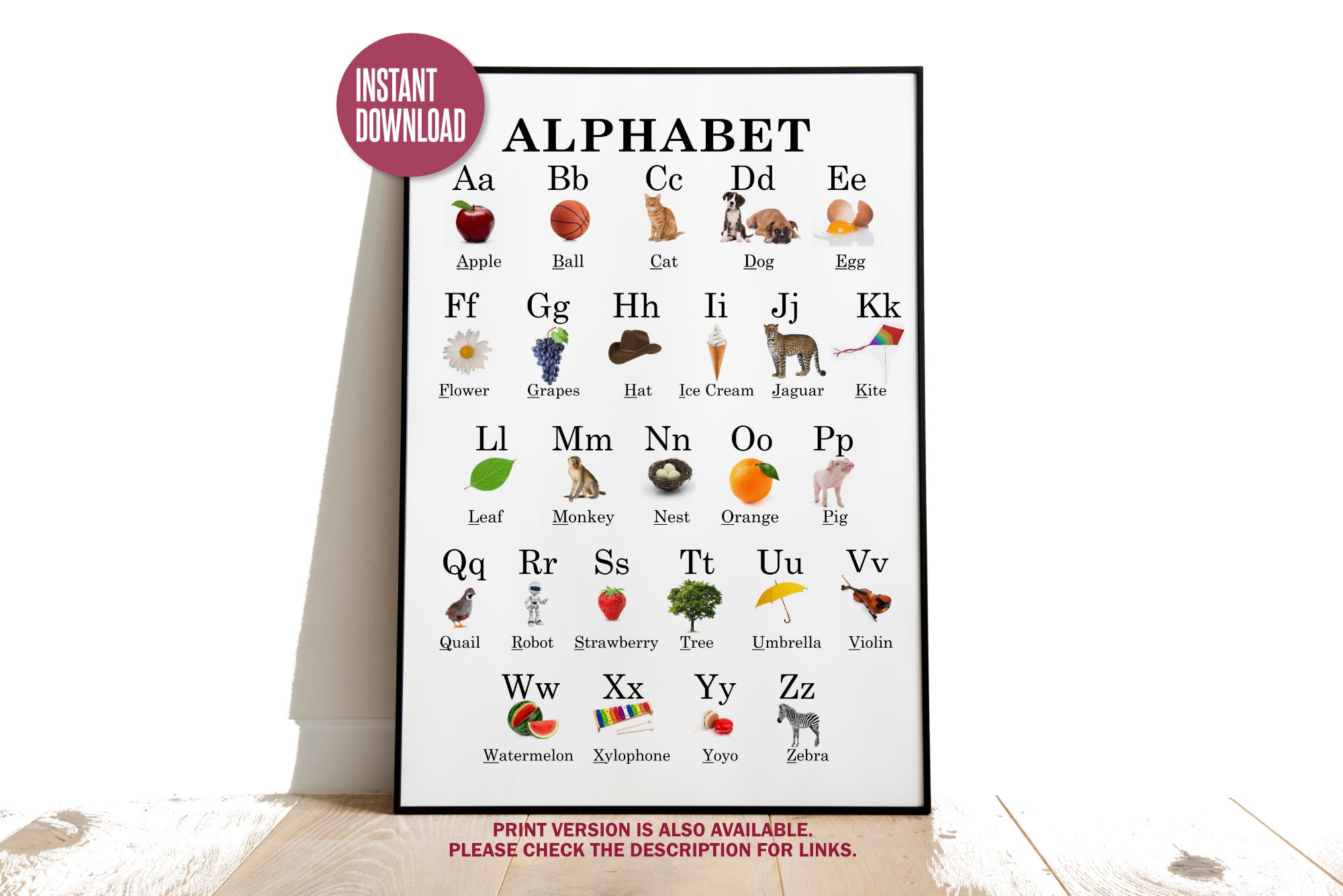 Descarga instantánea / Alfabeto imprimible con imágenes reales ...