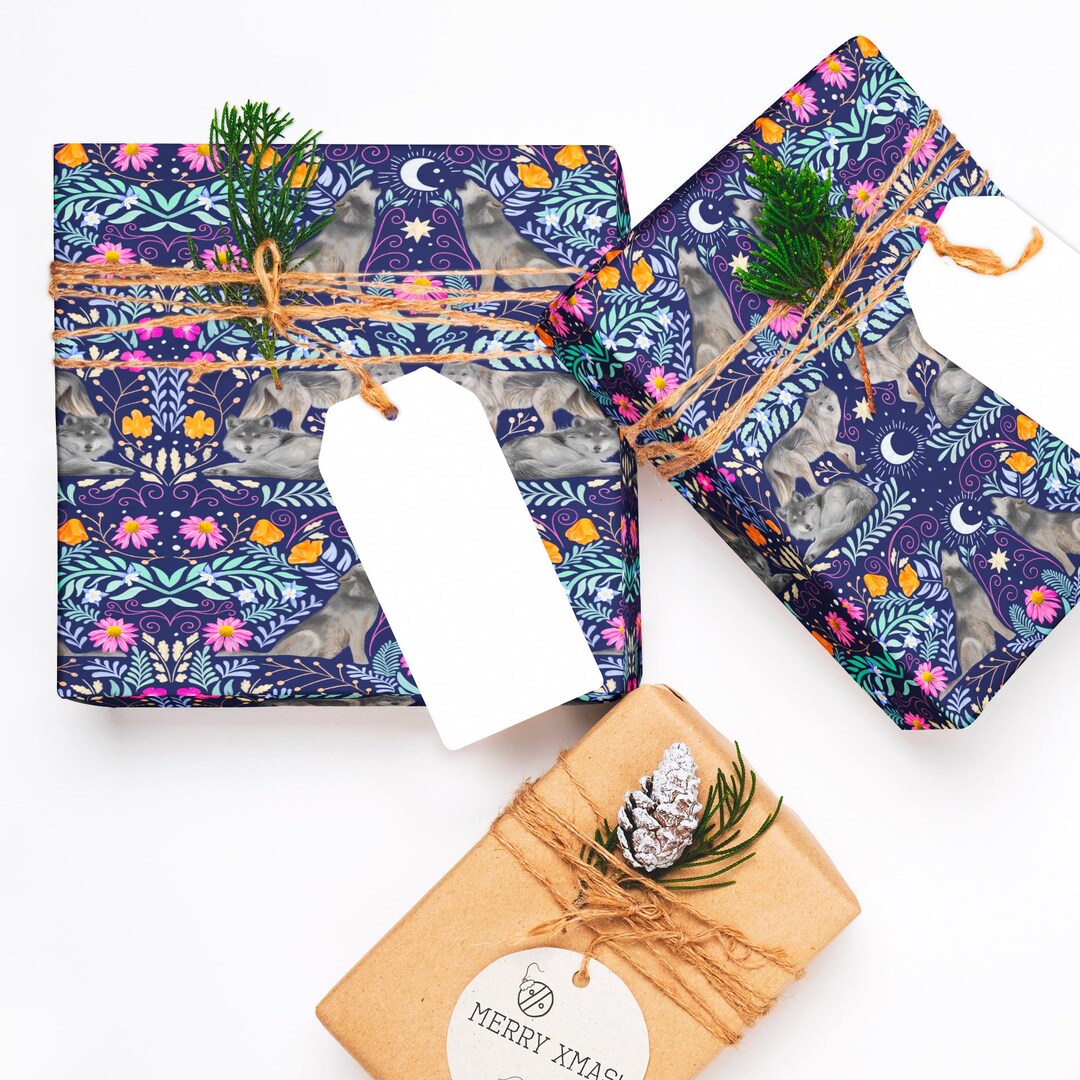 Wolf Wrapping Paper, Wolf Gift Wrap, Gifts for Wolf Lovers, Wolf Themed ...