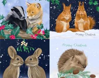 Woodland Christmas Card - Etsy