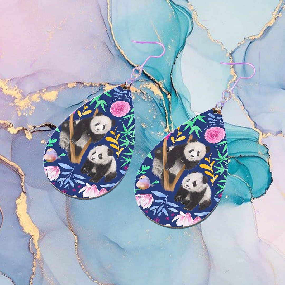 Panda Teardrop Earrings, Giant Panda Jewellery, Gifts for Panda Lovers ...