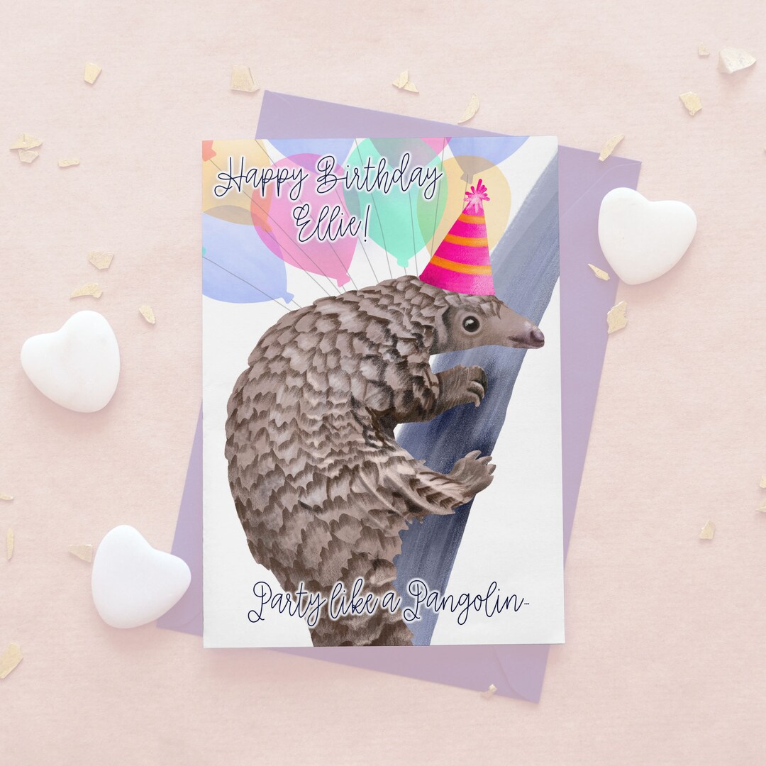 Pangolin Birthday Card, Personalised Birthday Card, Custom Birthday ...