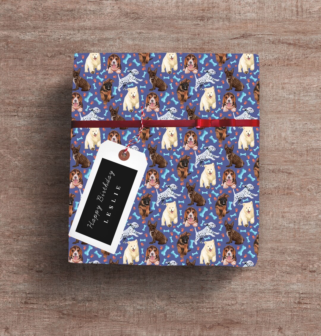 Puppy Wrapping Paper, Puppy Gift Wrap, Dog Wrapping Paper, Gift Wrap ...