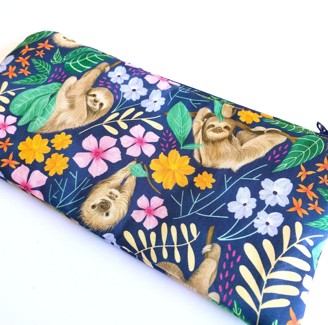 Sloth Pencil Case Zip Pouch Sloth Pouch Stationery Sloth - Etsy