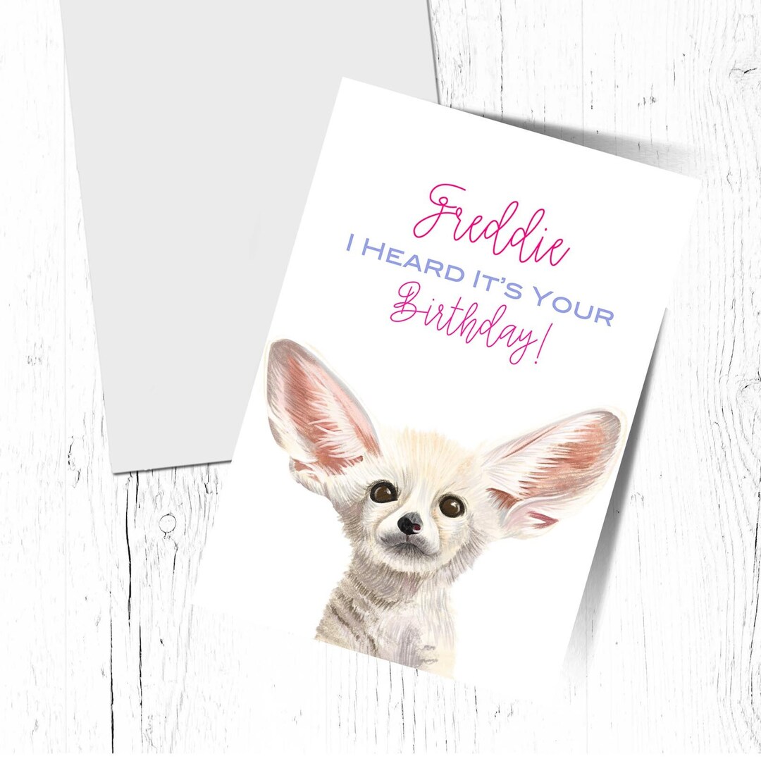 Fennec Fox Birthday Card, Personalised Birthday Card, Custom Birthday ...