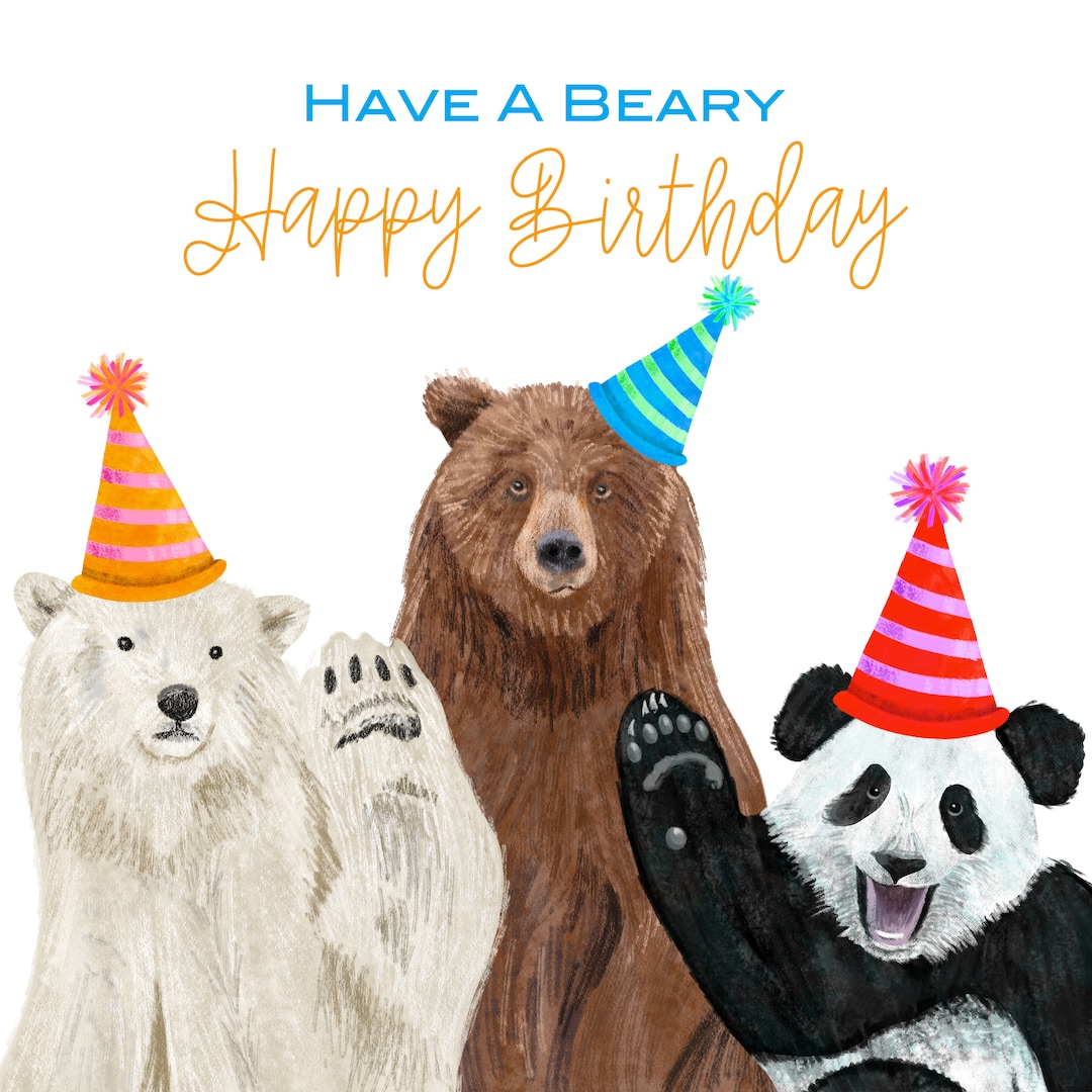 Bear Birthday Card / Bear Card / Bear Greetings Card / Wildlife Card ...