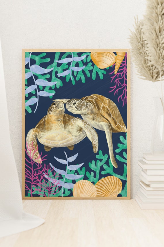Turtle Print Sea Turtle Art Print Turtle Wall Art - Etsy