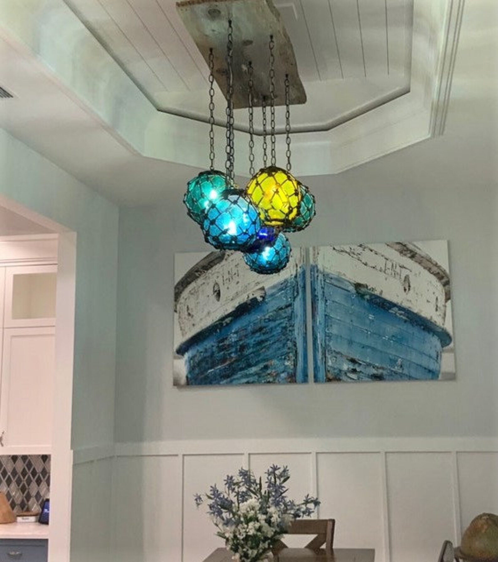 Custom Glass Fishing Float Light Fixture With 4 Floats - Etsy