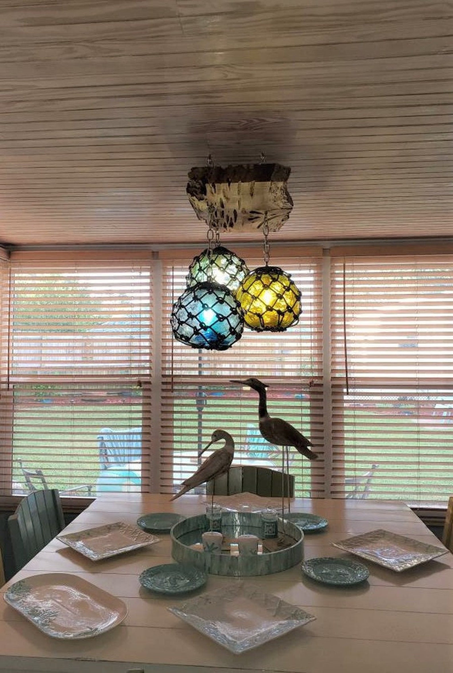 Glass Fishing Float Light Fixture With 3 Floats | Etsy