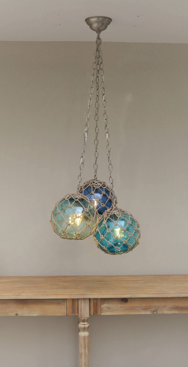 Glass Fishing Float Cluster Pendant Light | Etsy