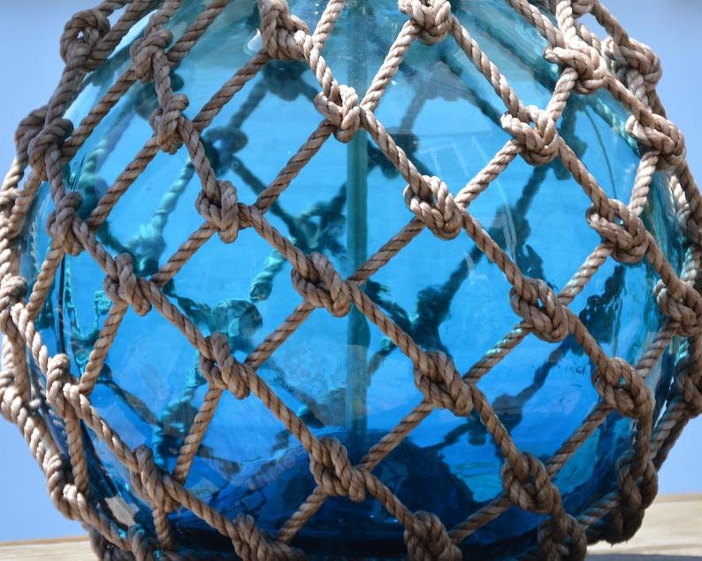 Large Aqua Fishing Float Lamp With Tan Lamp Shade - Etsy