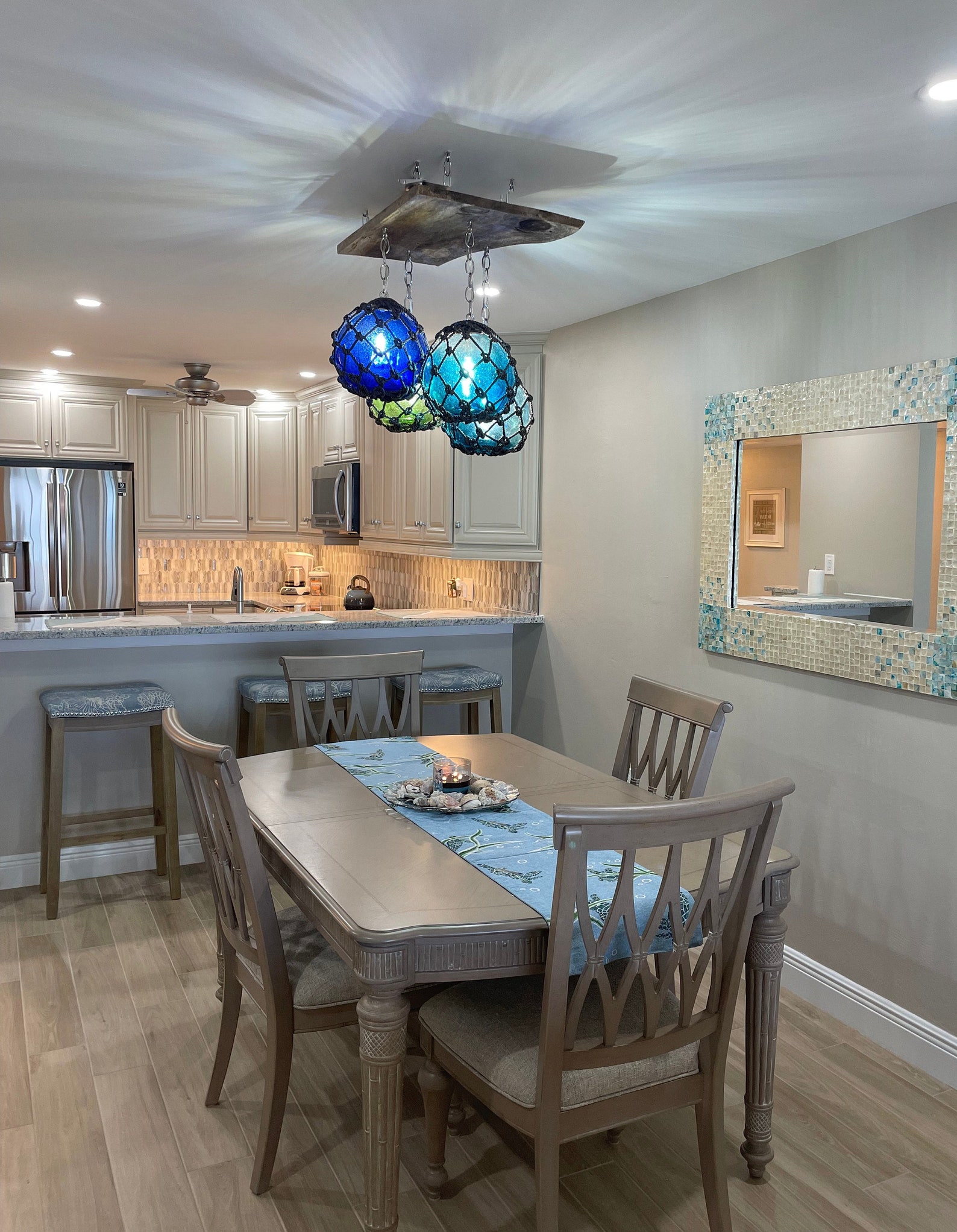 Custom Glass Fishing Float Light Fixture With 4 Floats - Etsy