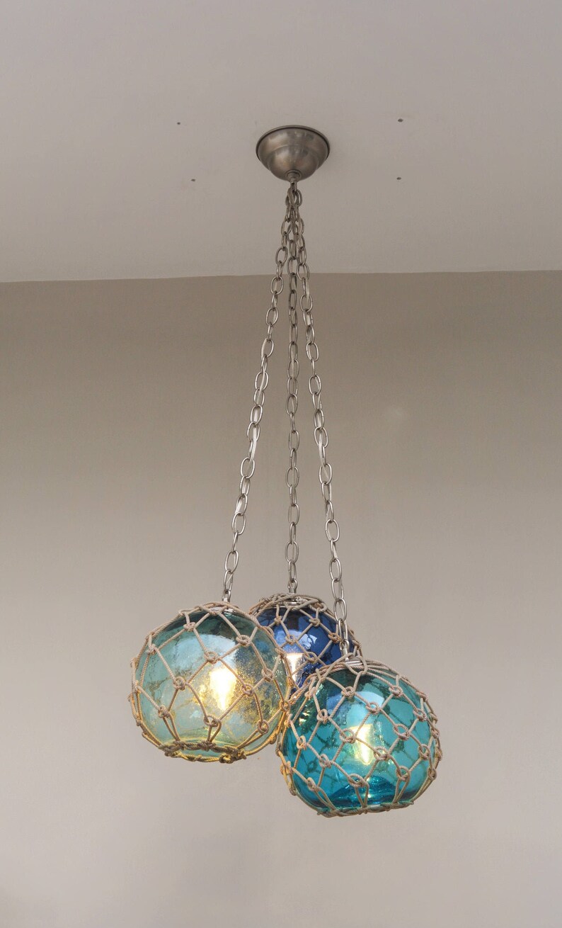 Glass Fishing Float Cluster Pendant Light | Etsy