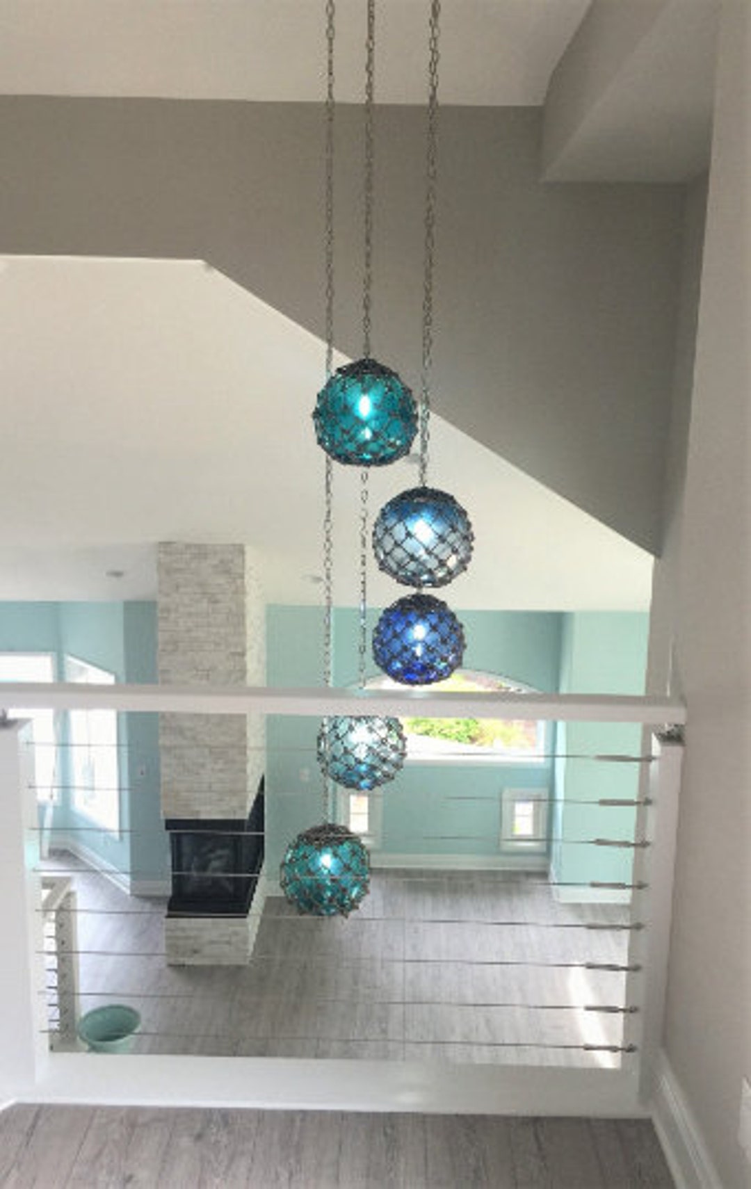 Large Glass Fishing Float Pendant Light - Etsy