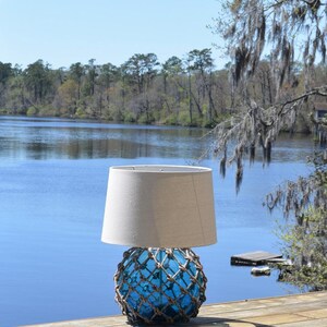 Large Aqua Fishing Float Lamp With Tan Lamp Shade - Etsy