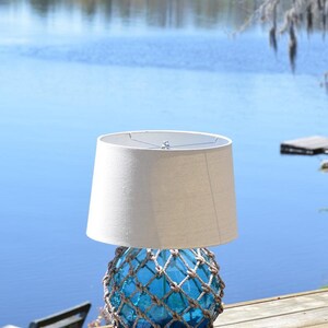 Large Aqua Fishing Float Lamp With Tan Lamp Shade - Etsy