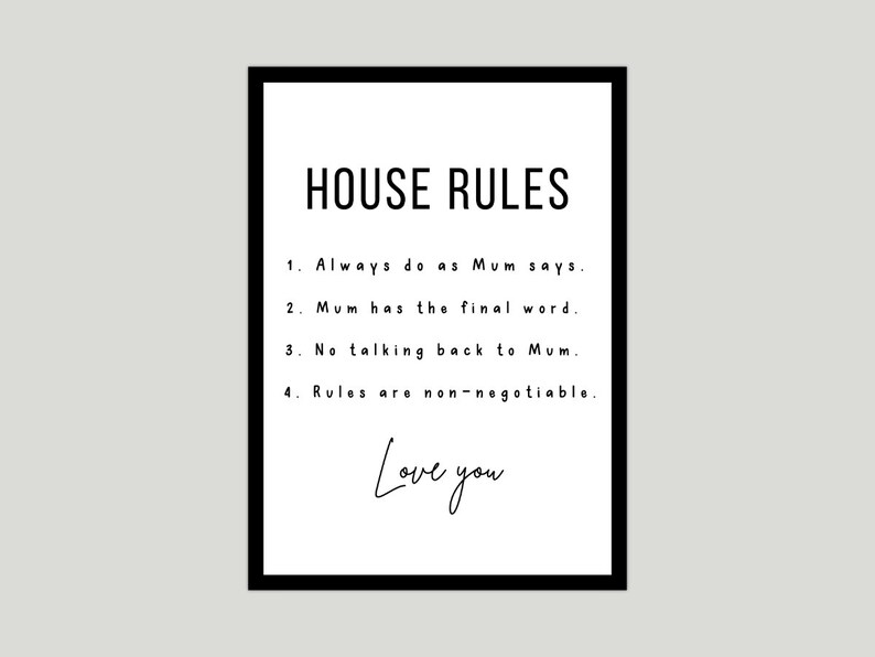 Digital Download Mum's House Rules Print / Mother's Day / Wall Decor ...