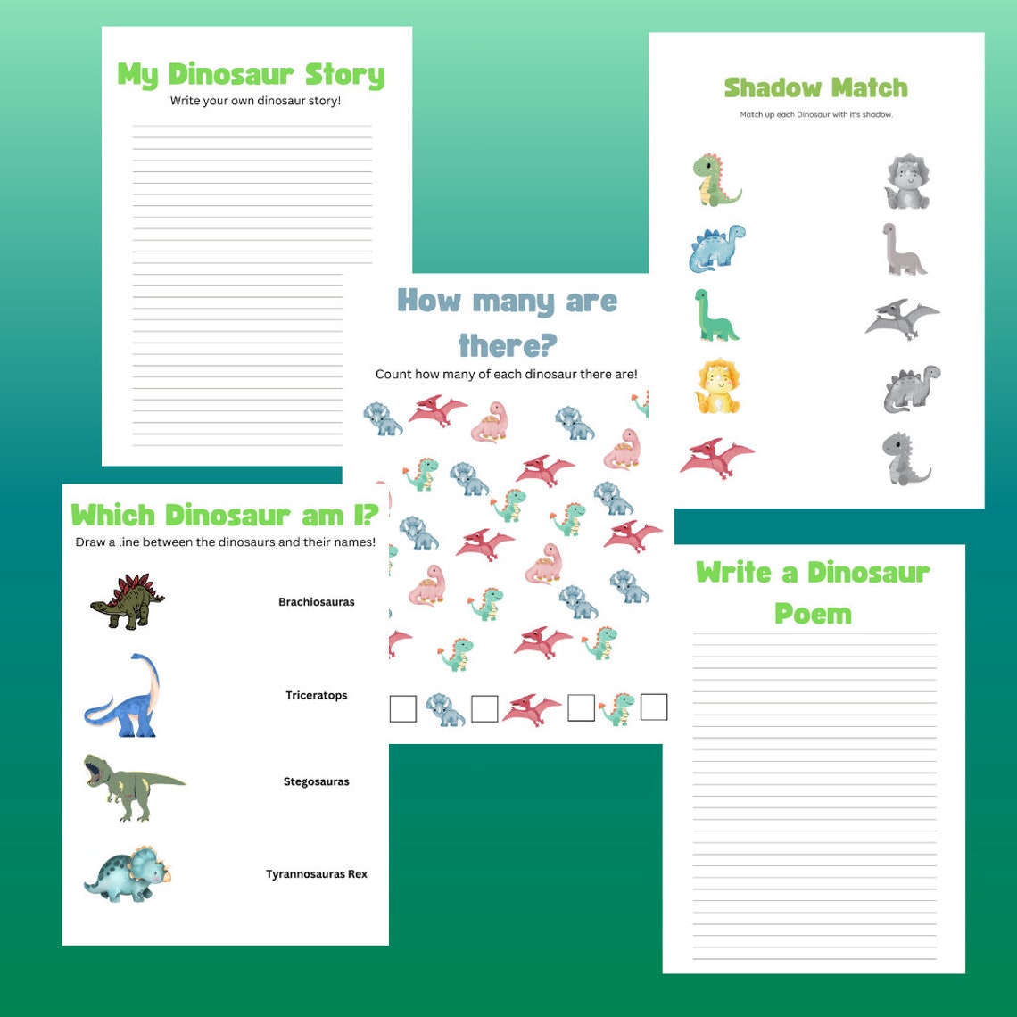 Children's Dinosaur Activity Pack Digital Print / Download / Activities ...