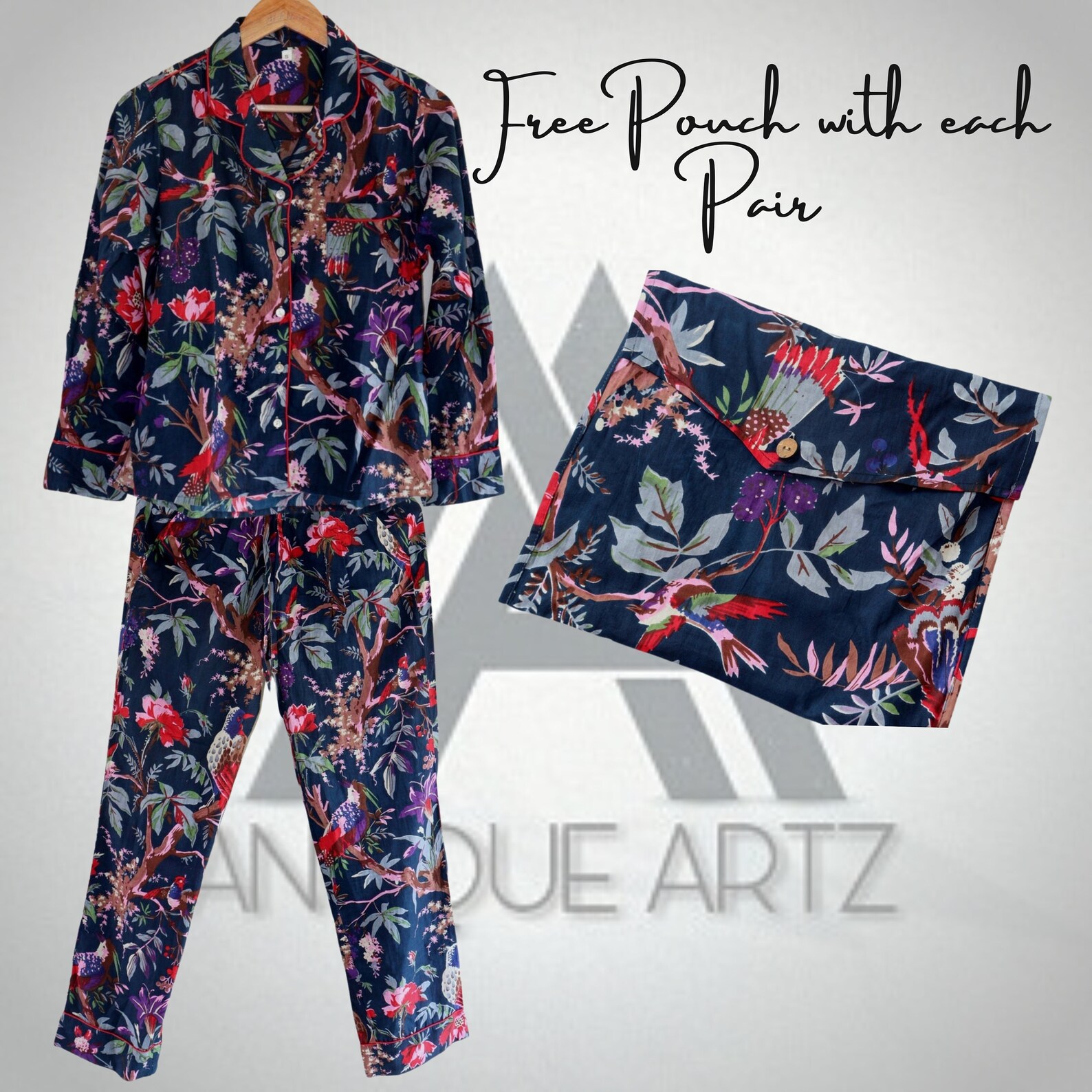 Adult Pyjamas Bird Print Pure Cotton P J Set Payjama Set | Etsy