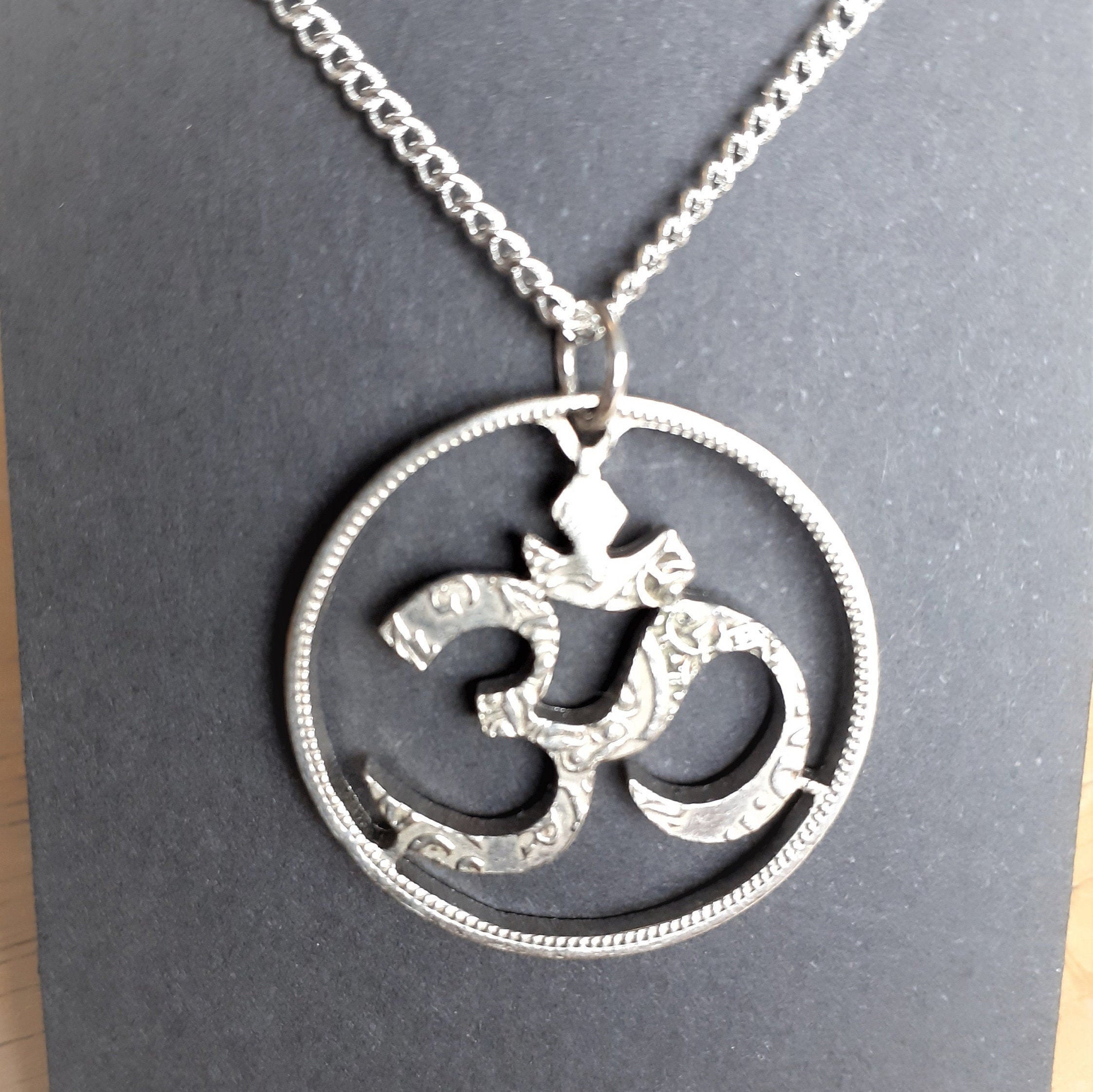 Hand Cut Ohm Symbol Two Shilling Pendant - Etsy