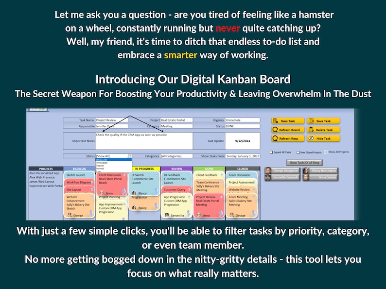 Digital Visual Kanban Board Efficient Customizable Kanban Tool Agile Project Management Drag And