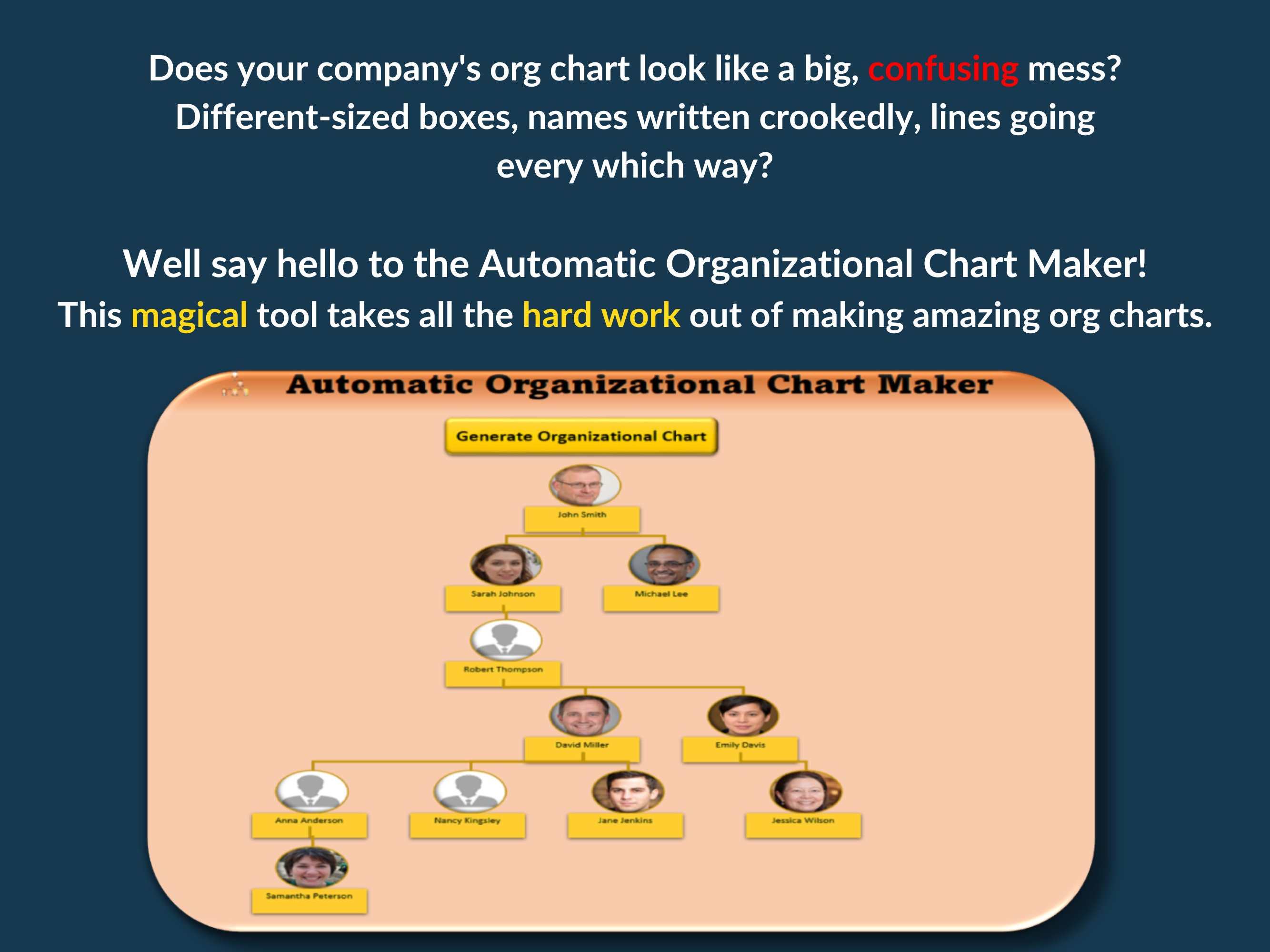 Easy Professional Organizational Chart Maker, Customizable Excel ...