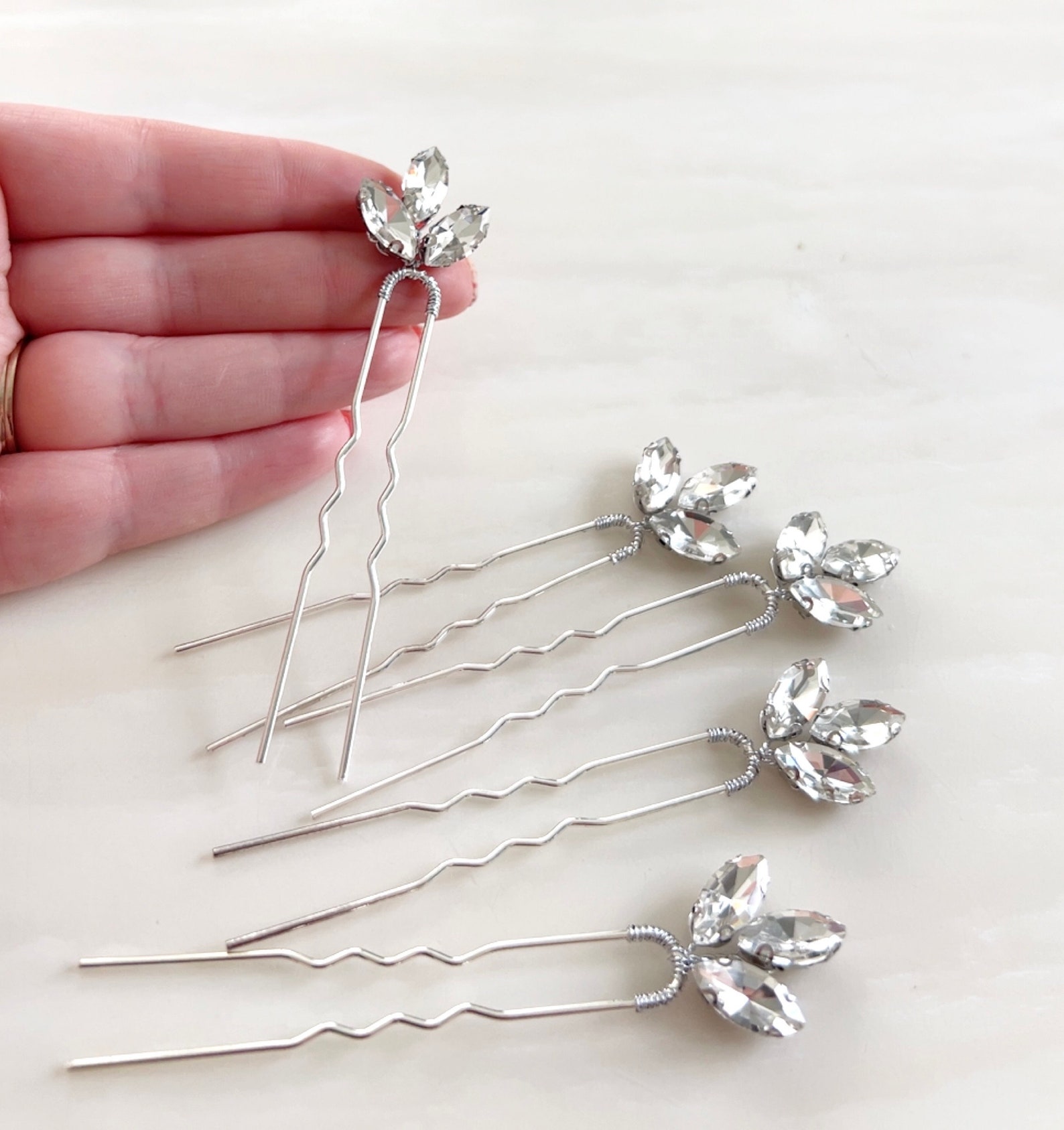 Crystal Bridal Hair Pins, Set of 5 Silver Wedding Hair Accessories - Etsy