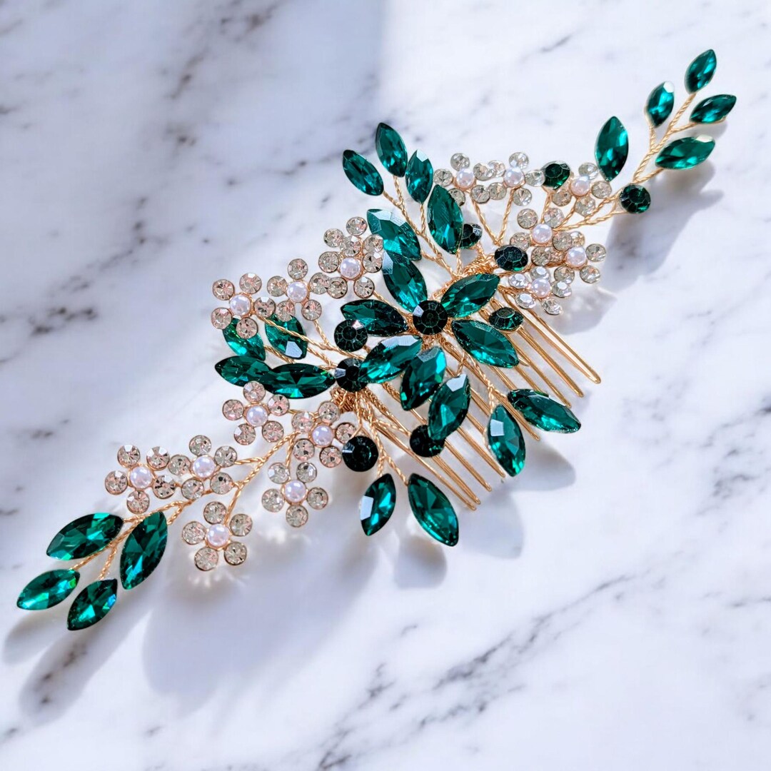 Emerald Green Crystal Hair Comb for Special Occasions - Etsy
