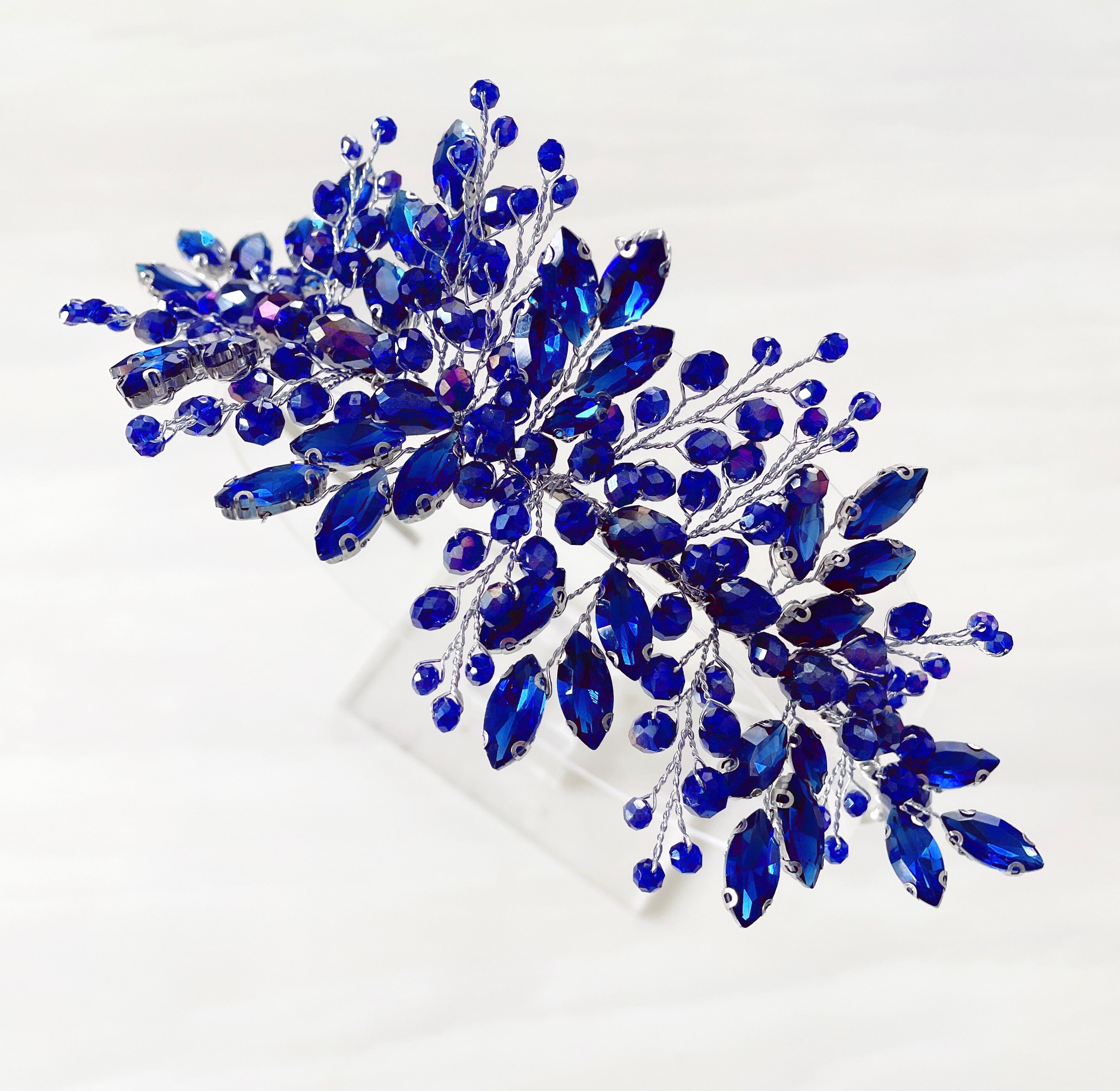 Blue Crystal Headpiece Royal Blue Bridal and Occasion - Etsy UK