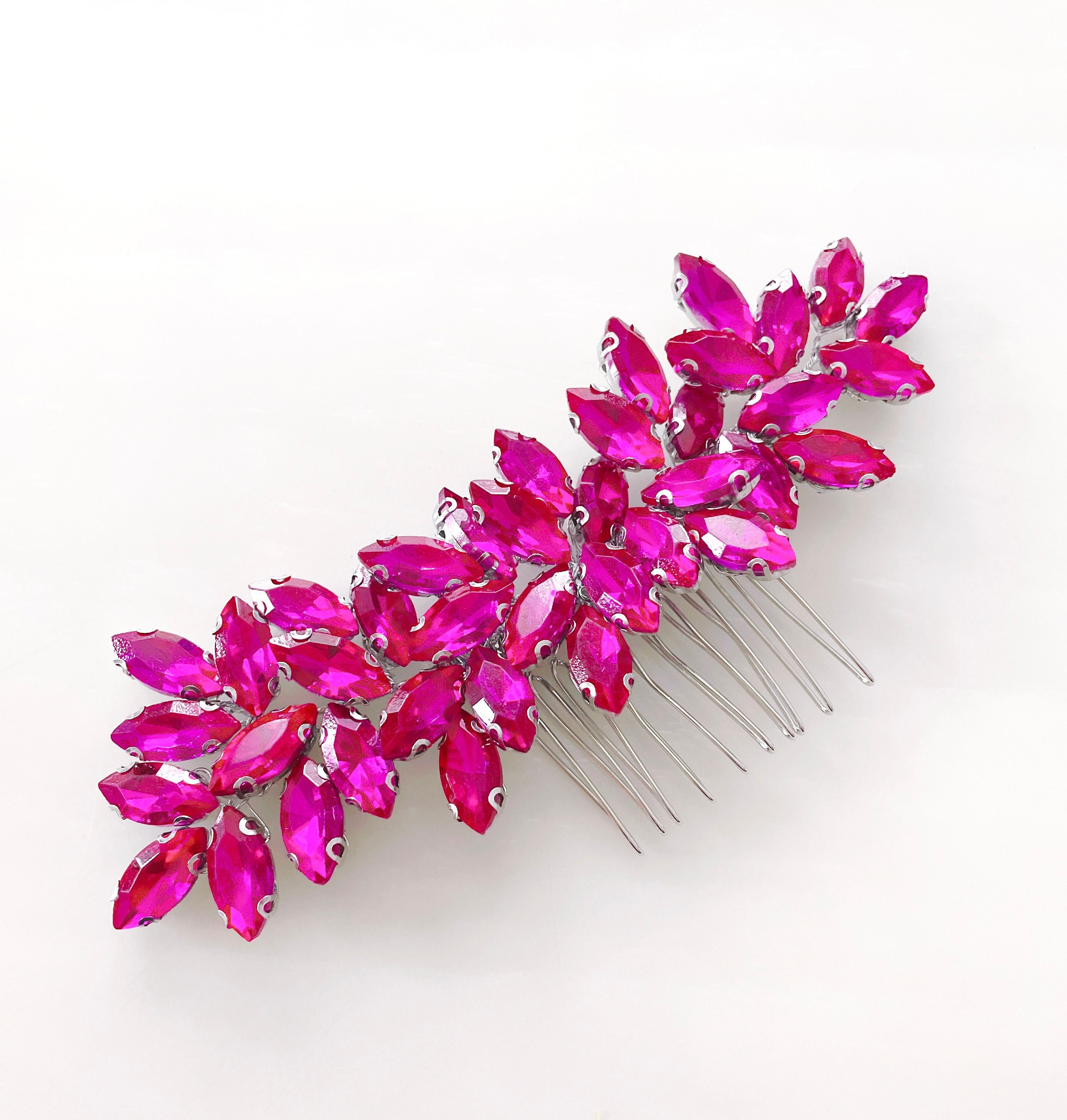 Enya Hot Pink Hair Comb Fuchsia Pink Bridal Headpiece - Etsy