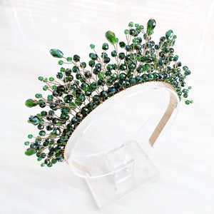 Green Crystal Bridal Headpiece, Boho Bridal Crown - Etsy