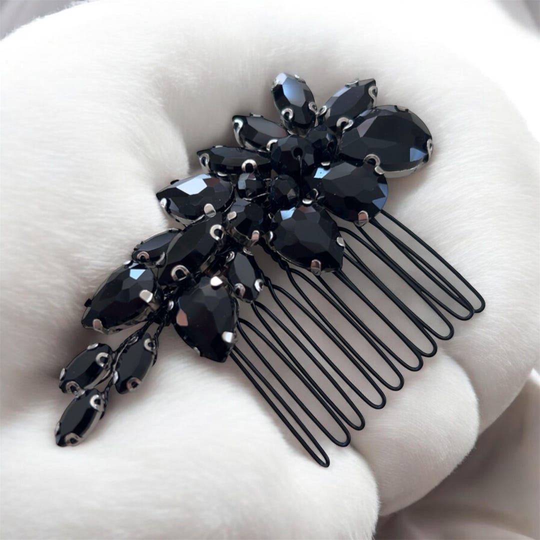 Delicate Black Crystal Hair Comb for Wedding Guest Prom and Special ...