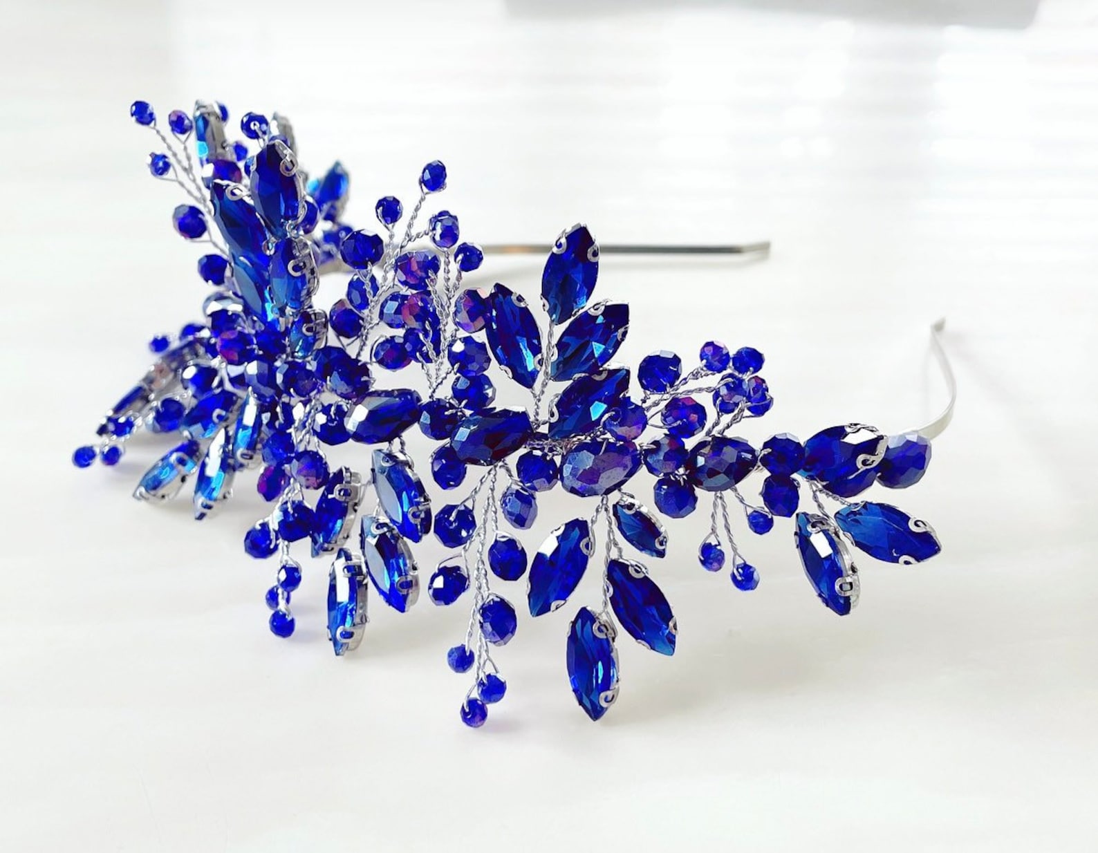 Blue Crystal Headpiece Royal Blue Bridal and Occasion - Etsy UK