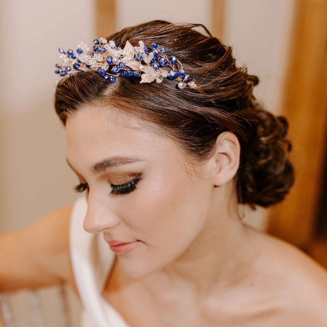 Royal Blue Bridal Headpiece, Royal Blue Fascinator Headband - Etsy