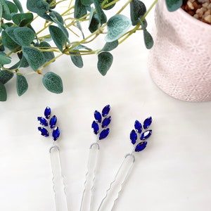 Royal Blue Hair Pins, Set of 3 Blue Crystal Hair Pins - Etsy