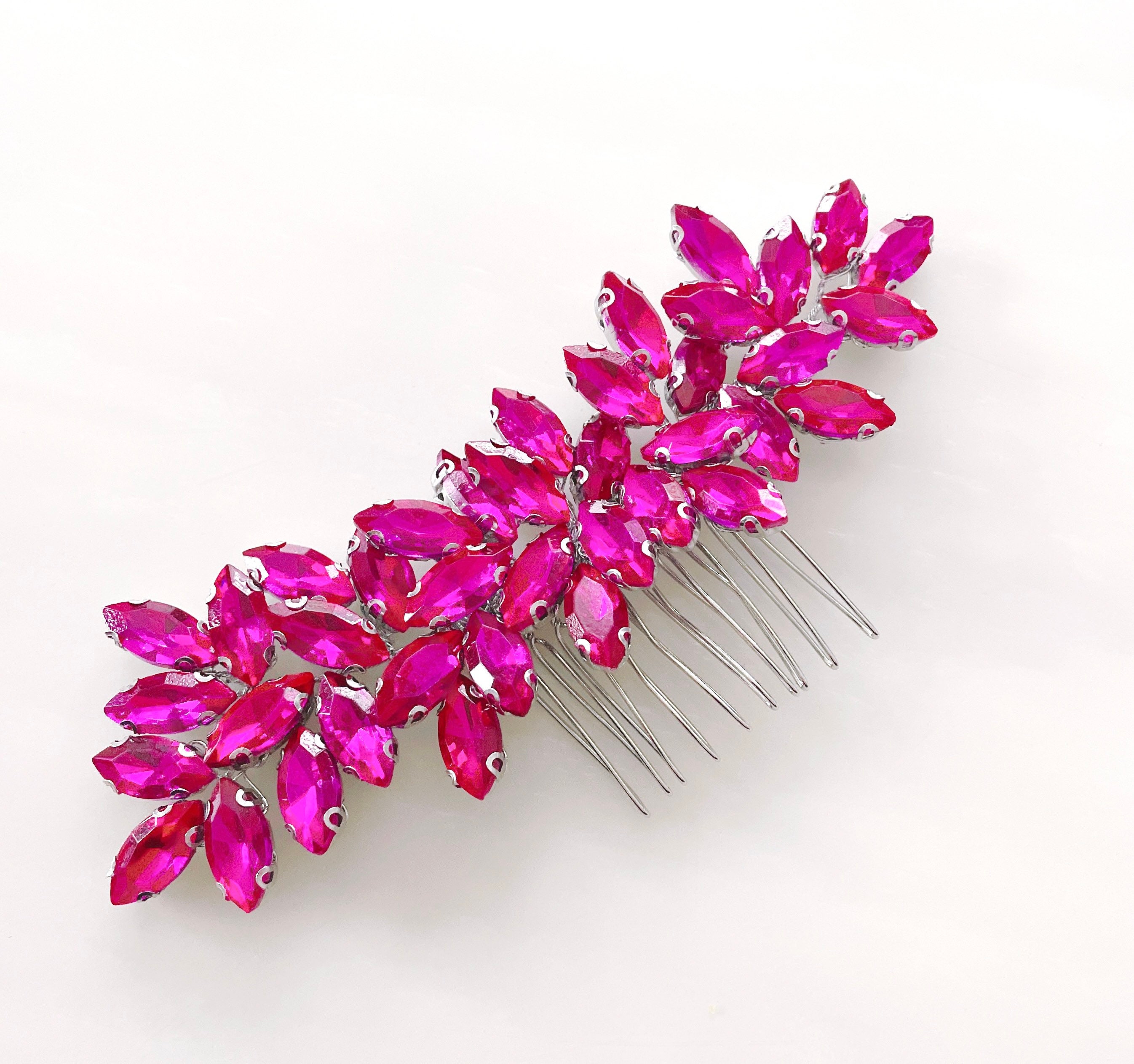 Enya Hot Pink Hair Comb Fuchsia Pink Bridal Headpiece - Etsy