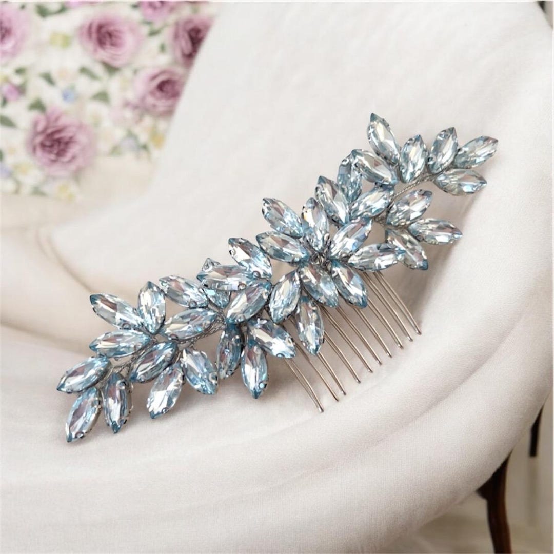 Pale Blue Crystal Bridal Hair Comb - Etsy UK