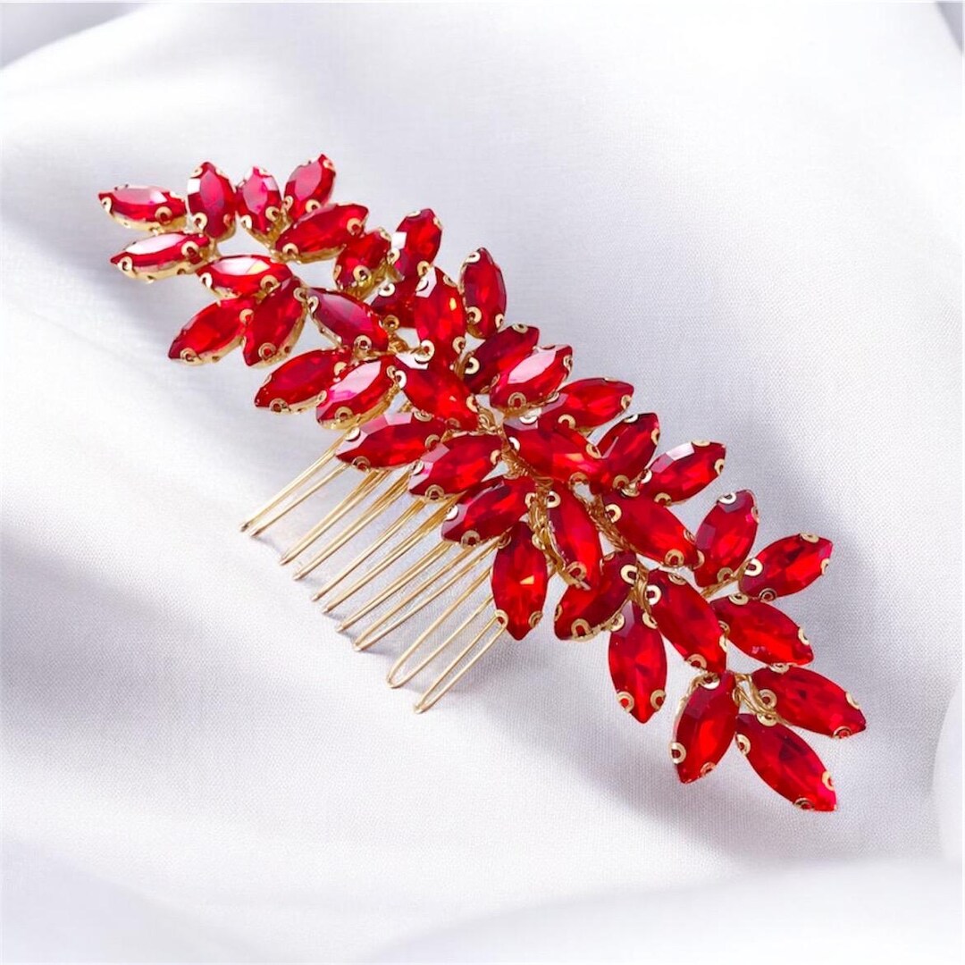 Enya Red Crystal Hair Comb, Red Bridal and Occasion Headpiece - Etsy